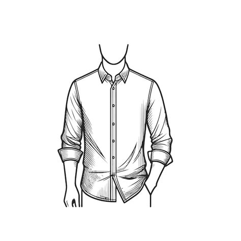 Casual Button Up Shirt Sketch Fashion Drawing Illustration Template