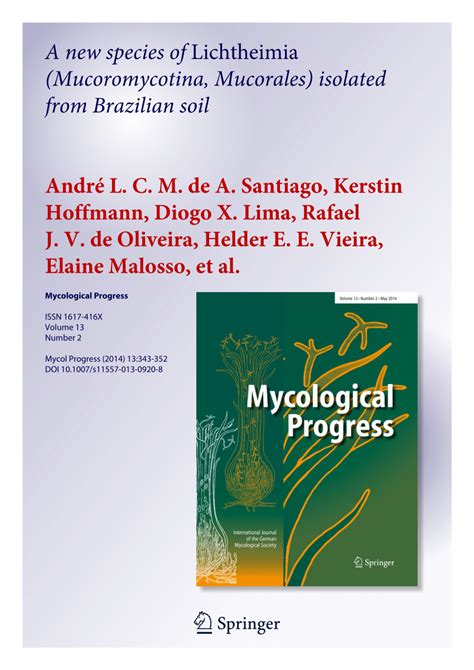Pdf A New Species Of Lichtheimia Mucoromycotina Mucorales Isolated