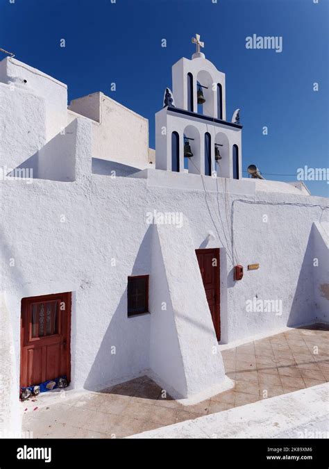Church In Pyrgos The Old Capital Of Santorini A Greek Cyclades Island