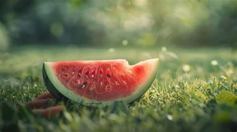 Premium Photo Watermelon Slice In Grass Background