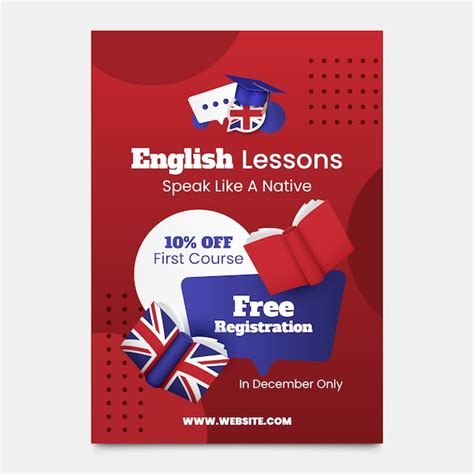English Lessons Poster Template Free Vector