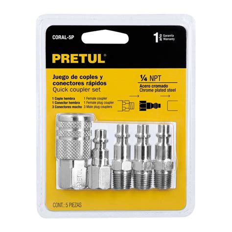 Juego De Coples Y Conectores Mixtos De Acero Cromado 14″ Npt 5 Pzas