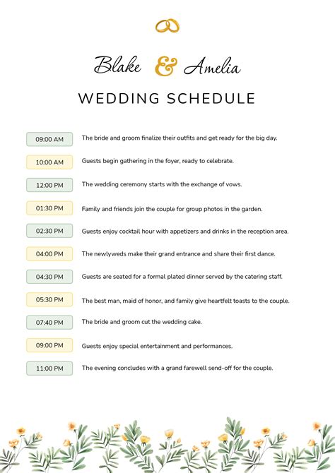 Wedding Reception Schedule Template 60 Photos