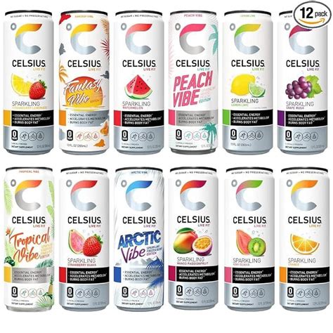 Celsius Sparkling Energy Drink Zero Sugar No Preservatives 12 Fl Oz
