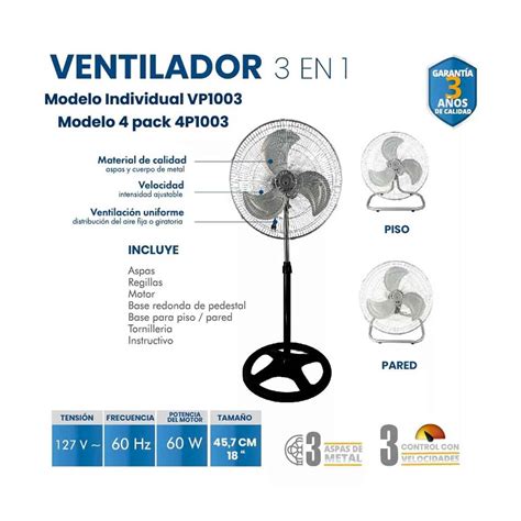 Ventiladores 3 En 1 Igoto 18 Paquete De 4