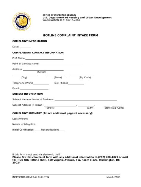 Hotline Complaint Intake Doc Template Pdffiller