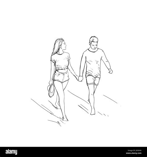 Couple Sketch Holding Hands