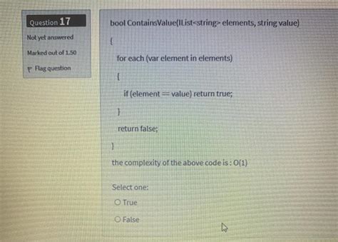 Solved Question 17 Bool Containsvalueilist