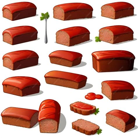 Meatloaf Vector Set White Background Isolated A High Premium Ai