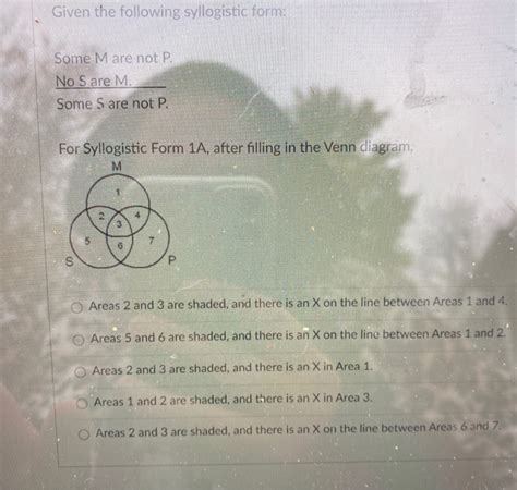 Solved Syllogistic Form 1a Given The Following Syllogistic