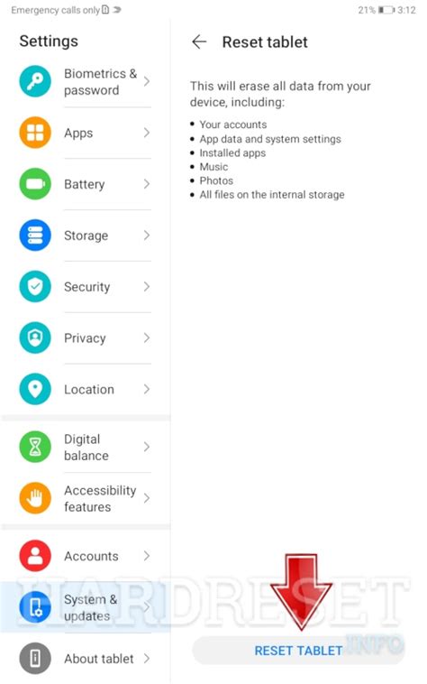 Factory Reset HUAWEI MatePad Wi Fi 6
