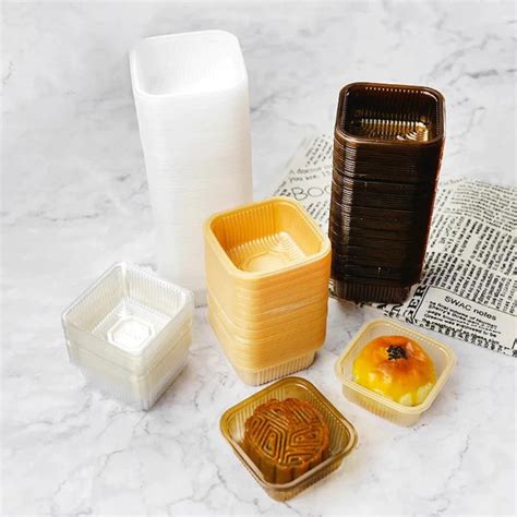 100pcs Mooncake Tray Clear Thickened Mooncake Tray Dessert Bread Square