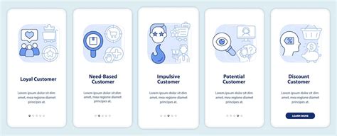 Premium Vector Types Of Customers Light Blue Onboarding Mobile App Screen