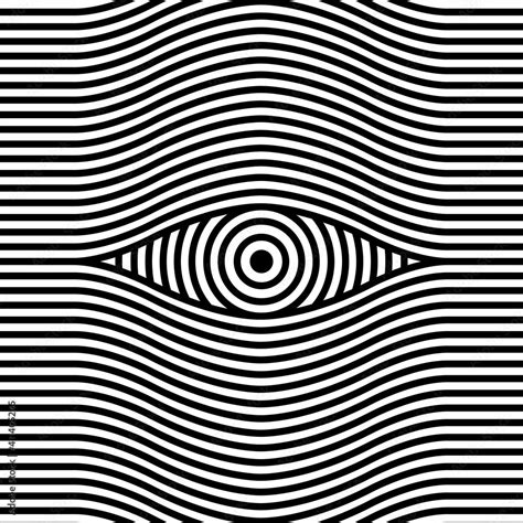Artistic Eye Optical Illusion With Wavy Line Pattern Background Vector