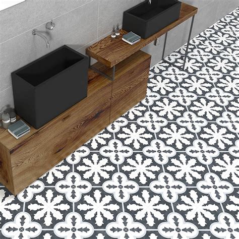 Coleton Black Patterned Wall And Floor Tiles 223 X 223mm