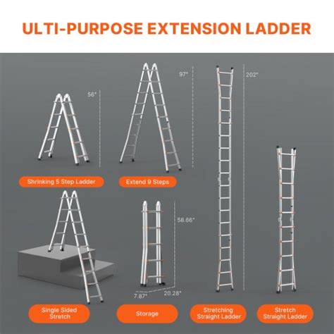 Vevor Telescoping Ladder A Frame 16 7 Ft Extension Multi Function For