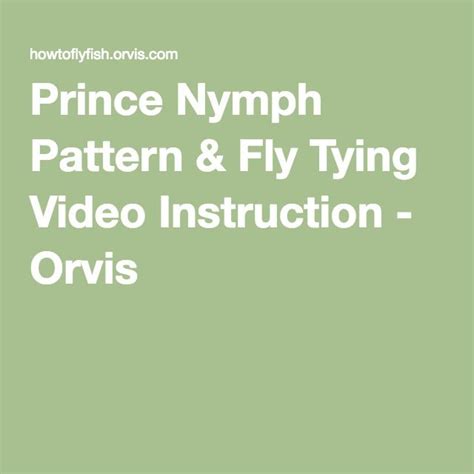 Prince Nymph Pattern And Fly Tying Video Instruction Fly Tying Nymph Fly Patterns