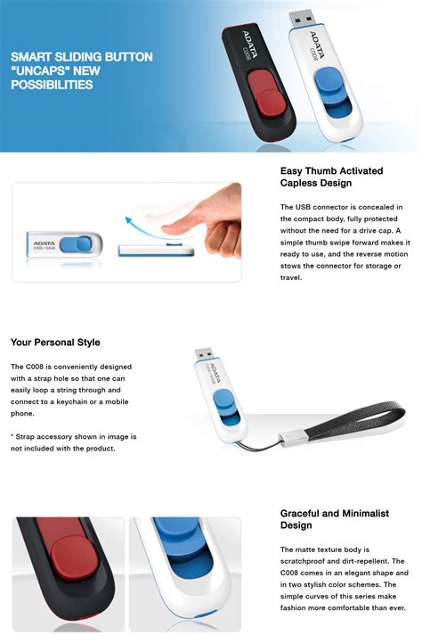 Adata C008 32gb Usb2 0 Flash Drive Red Black Ac008 32g Rkd Au