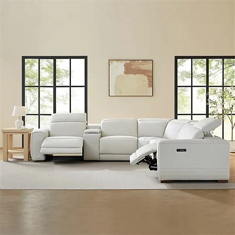 Aiden And Ivy Karson Cream Leather Sectional Sofa Top Grain Leather 3