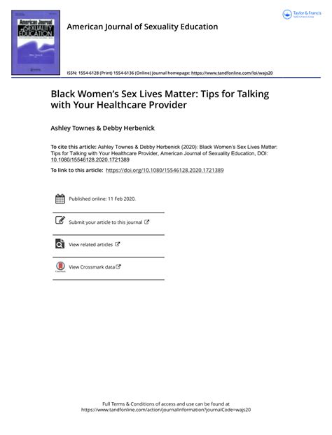Pdf Black Womens Sex Lives Matter Tips For Talking With Your