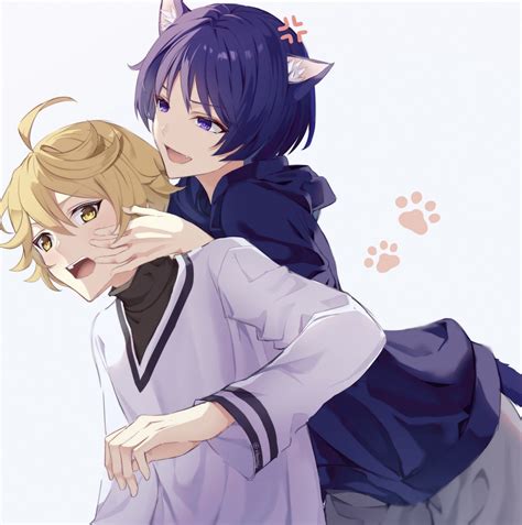 Aether And Scaramouche Genshin Impact Drawn By Namimenou Danbooru