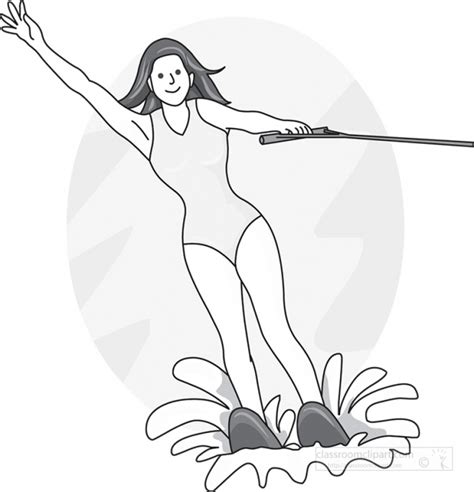 Sports Gray Clipart Water Ski Girl 01 Gray