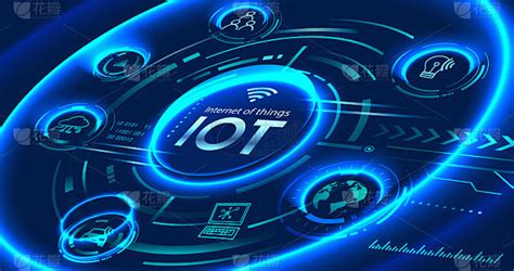 物联网iot设备和网络上的连接概念。蜘蛛网般的网络连接在未来的蓝色背景上。