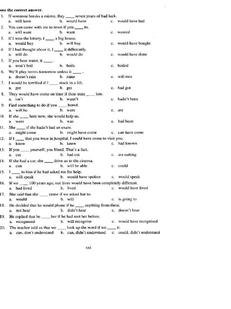 Conditionals Multiple Choice Pdf