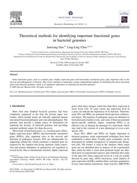 Gao2010 Theoretical Methods For Identifying Important Functional