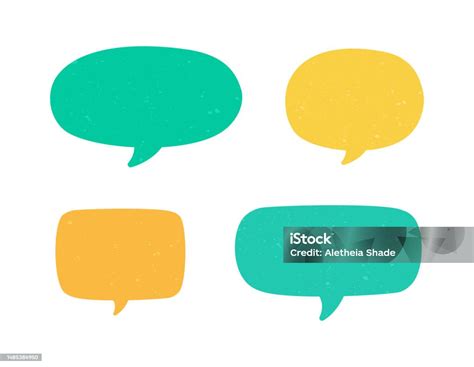 빈티지 말풍선 세트 그런 지 질감 텍스트 상자 프레임 복고풍 채팅 상자 메시지 상자 대화 템플릿 벡터 일러스트레이션 디자인