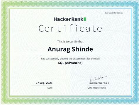 Anurag Shinde On Linkedin Sql Codingchallenge Hackerrank Hackerrankcertified