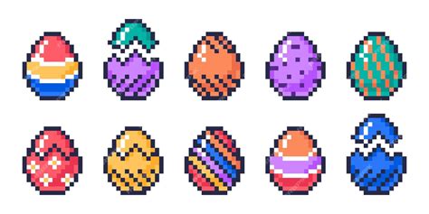 Premium Vector Easter Pixel 8 Bit Eggs Pixel Art Arcade Game Eggs