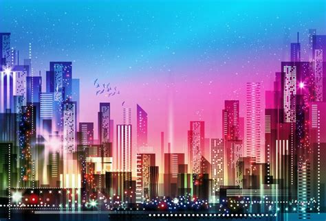 Premium Vector Night City Background Vector Illustration