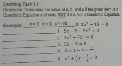 solved learning task 1 1 directions determine the value of a b and