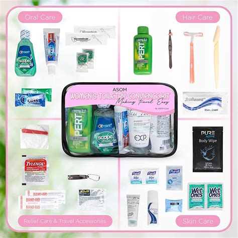 Asom Toiletry Travel Kit Hygiene Essentials And Tsa Approved Clear Bag