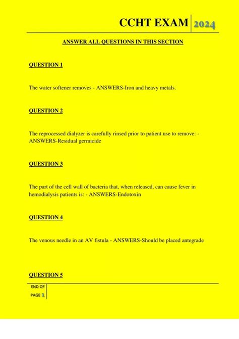 Ccht Exam Questions And Answers 2025 Ccht Stuvia Us