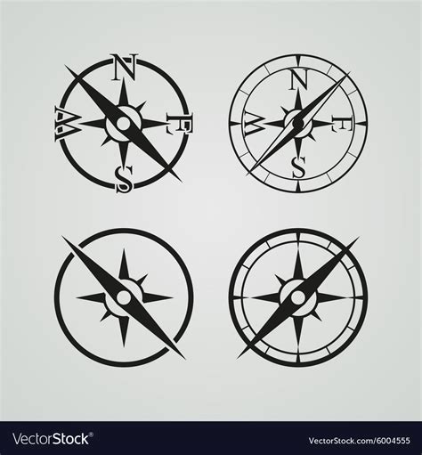 Icons Depicting Four Different Compasses Vector Image