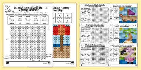 Sixth Gr Common Factors And Multiples Mystery Picture Pack