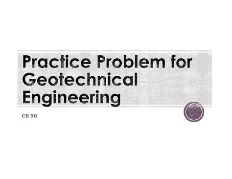 Practice Problem For Geotechnical Engineering BS Civil Engineering CE Studocu