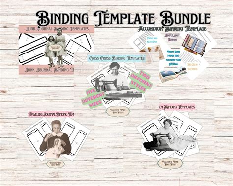 Journal Binding Template Bundle 5 Styles  Digital Files Etsy