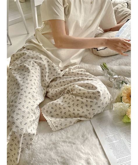 ﻿감성 홈웨어 플라워 레이스 고쟁이 순면 몸빼 조거 잠옷 파자마 팬츠 7color 에이블리