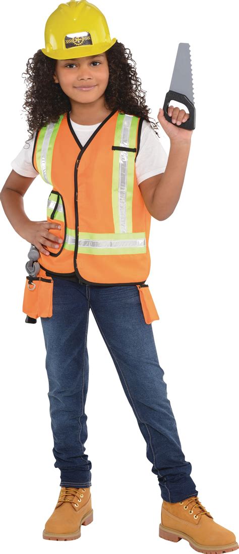 Costume De Travailleur De La Construction Pour Enfants Orange Veste