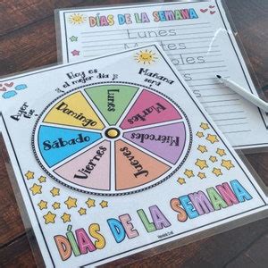 Spanish Days Of The Week Spinner Wheel Worksheet Printable