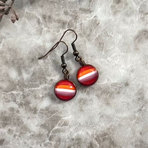 Lesbian Earrings Sapphic Jewelry Pride Flag Lgbtq Earrings Etsy