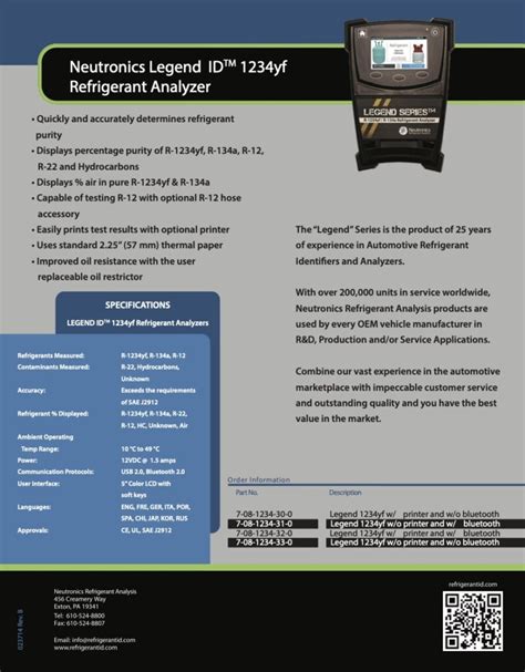 Neutronics Legend Id 1234yf Refrigerant Analyzer Car Fresh