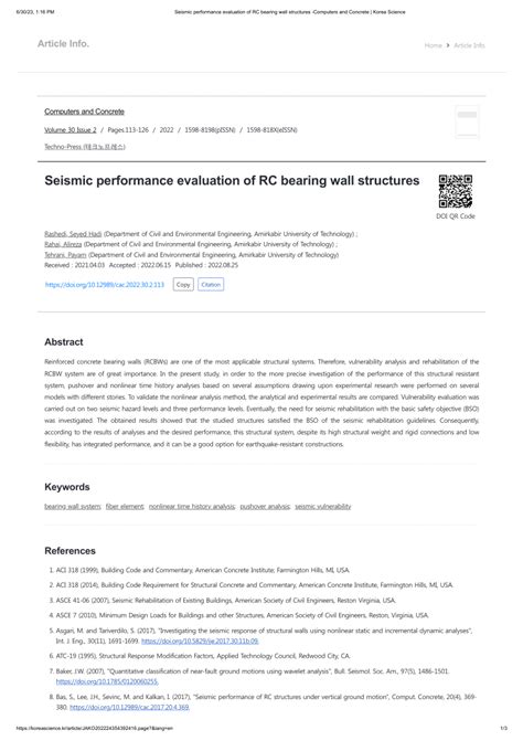 Pdf Seismic Performance Evaluation Of Rc Bearing Wall Structures