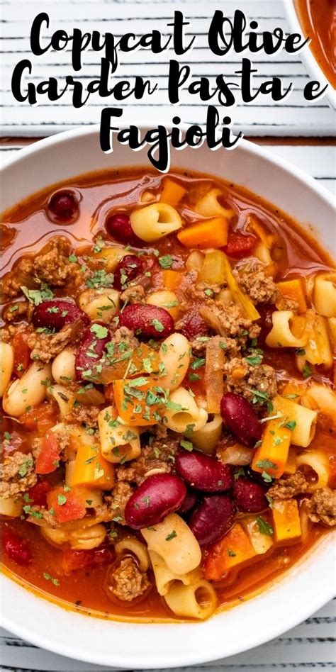 {30 Minutes} Copycat Olive Garden Pasta E Fagioli Recipe