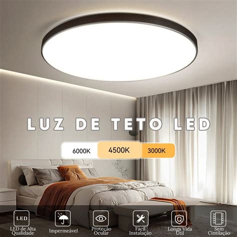 Luminária De Teto Plafon Led Sobrepor Redondo Moderno