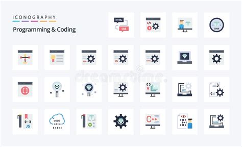25 Programming And Coding Flat Color Icon Pack Stock Vector Illustration Of Browser