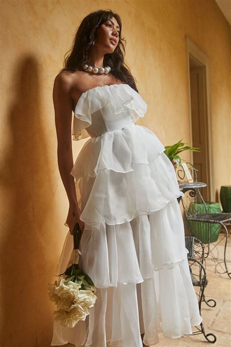 Oceana Layered Ruffle Maxi Dress White White Ruffle Tiered Dress